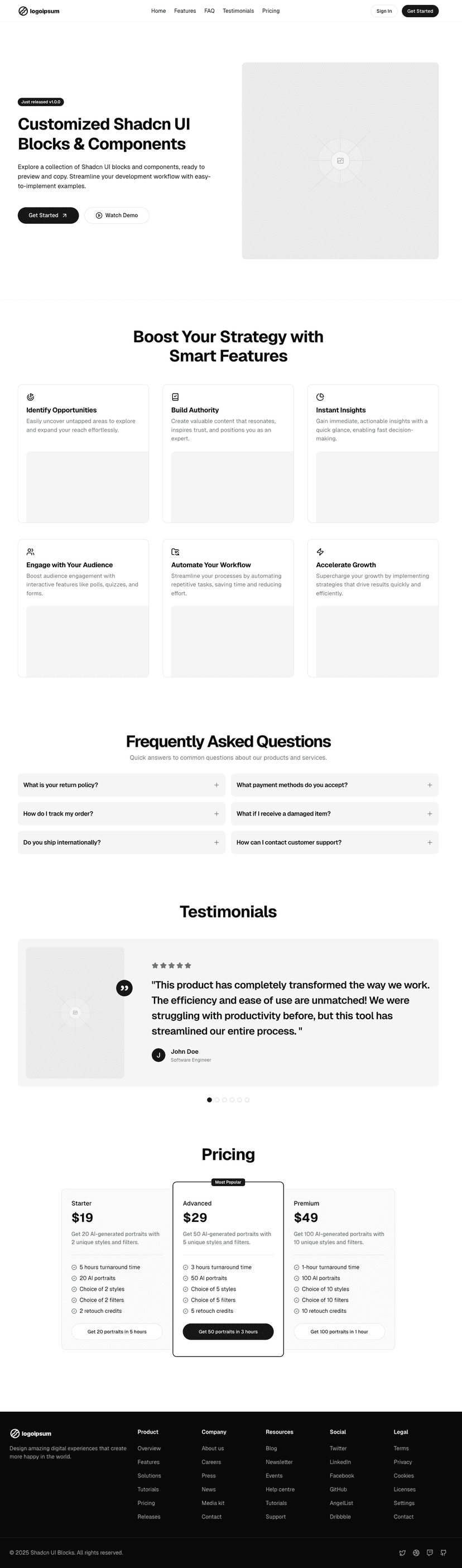 Beautifully Designed Shadcn UI Templates